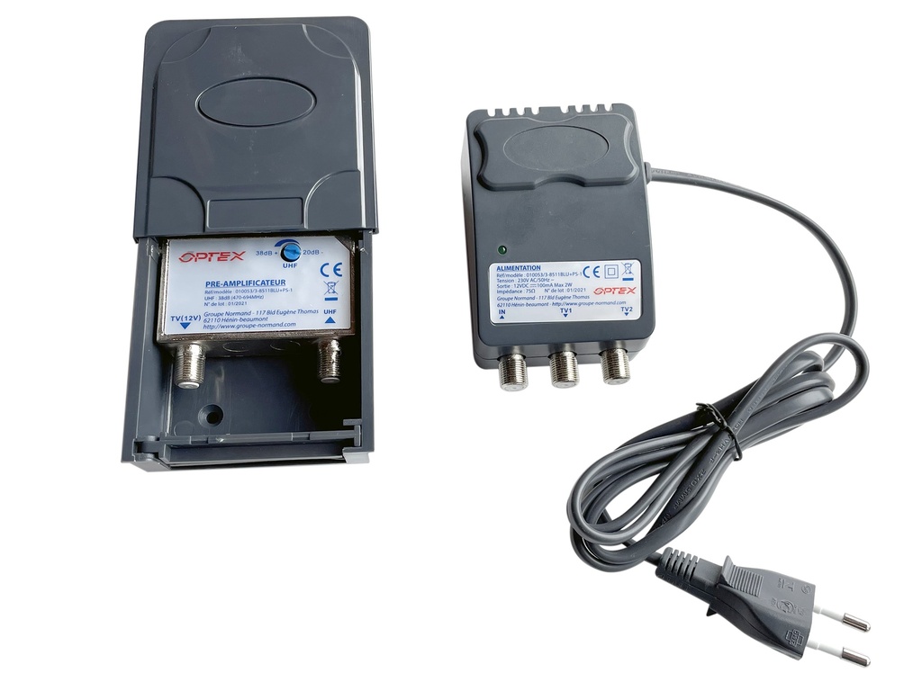 KIT PREAMPLI VHF - UHF REGLABLES + ALIM. | Groupe Normand